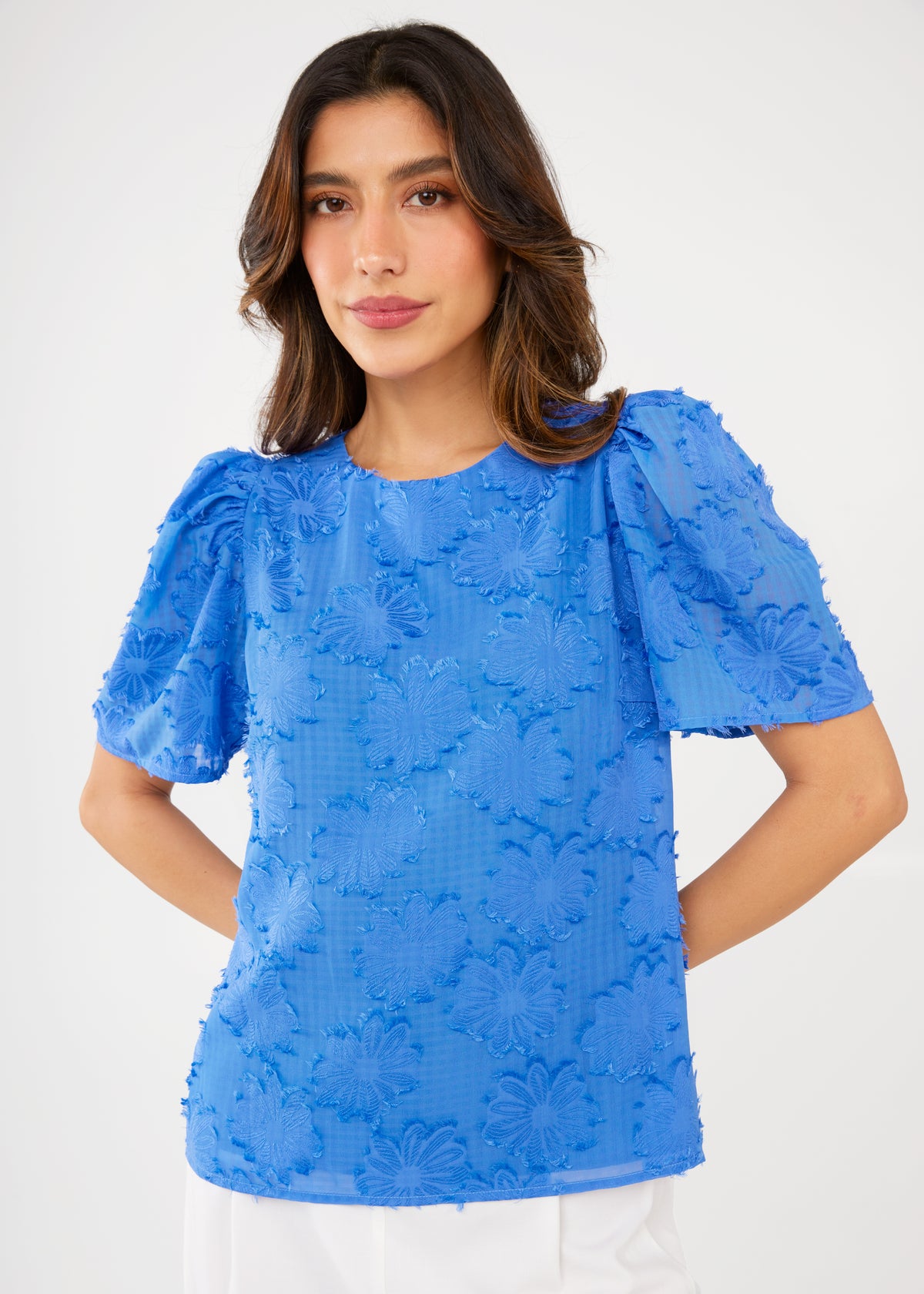 Marty Top Adriatic Blue Sunflower Chiffon